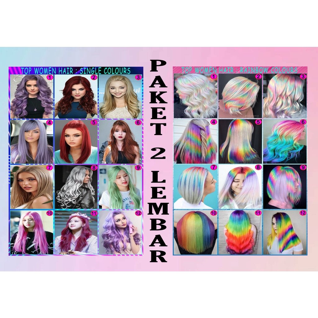 Jual Poster 2 Lembar / Poster Rambut Rainbow / Poster Warna Rambut ...