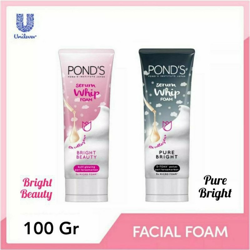 Jual Ponds Whip Facial Foam With 10X Collagen Serum 100g | Shopee Indonesia