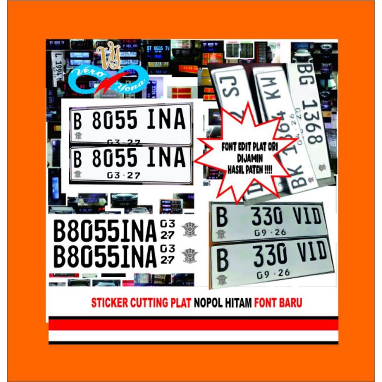 Jual sticker plat nomor mobil nopol hitam font baru | Shopee Indonesia