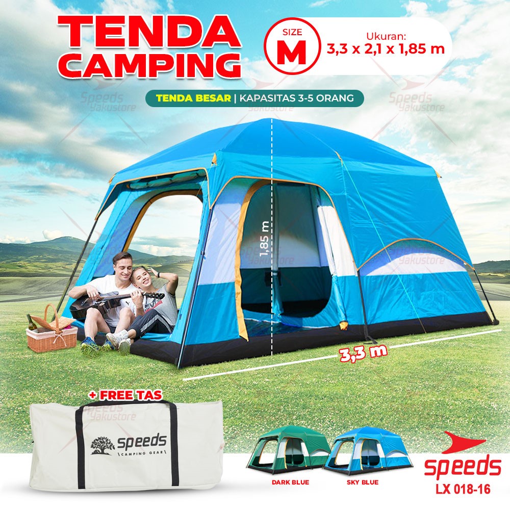 Jual SPEEDS Tenda Camping / Tenda Kemah Besar Muat 3-5 Orang Tenda ...