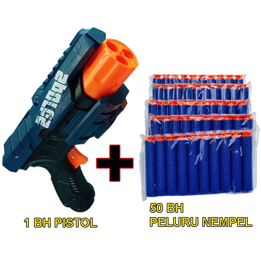 Jual Toperoom Paket 1 bh Pistol + 50 bh Peluru Nerf Nempel | Tembakan ...