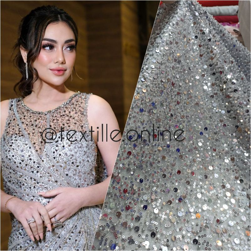 Jual KAIN / BAHAN TILLE PAYET SEQUIN MUTIARA MIX PAYET | Shopee Indonesia