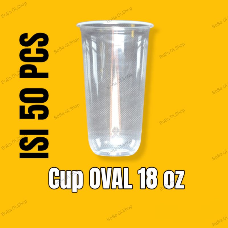 Jual Gelas Plastik PP 18oz oval isi 50 pcs / Plastik Cup PP 18 oz oval thai tea boba | Shopee ...