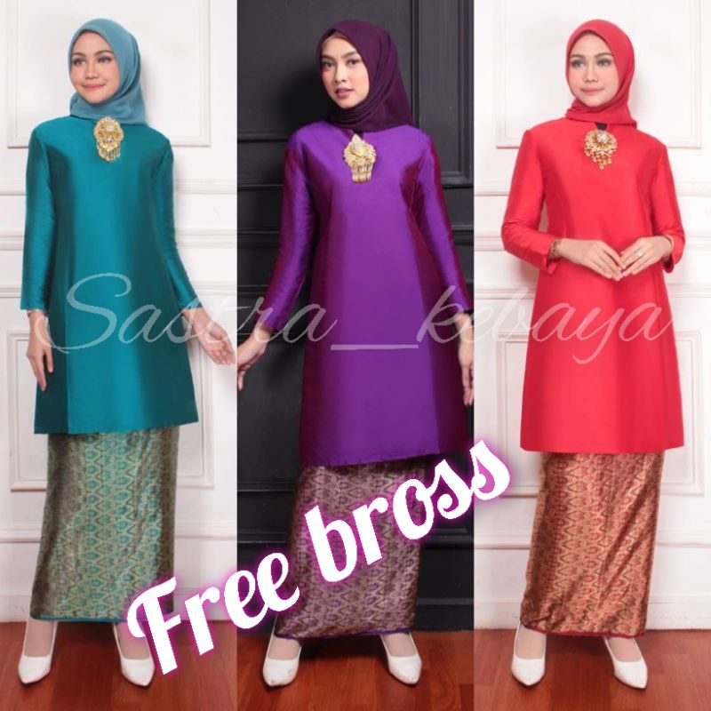 Jual (GERATIS BROSS)~Atasan kebaya Siti Nurbaya // kebaya kurung taffeta polos // kebaya kurung ...