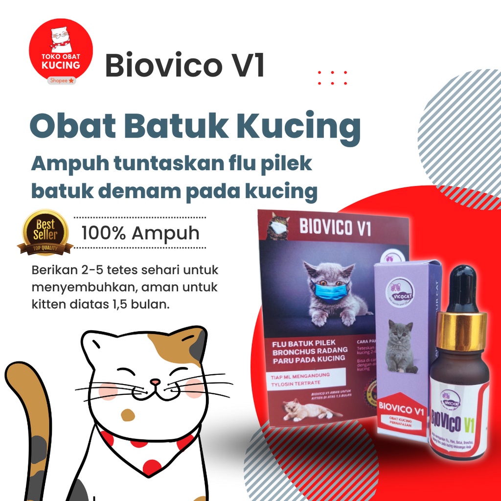 Jual Biovico V1 Obat Batuk Pilek Flu Pada Kucing Bisa Untuk Kitten ...