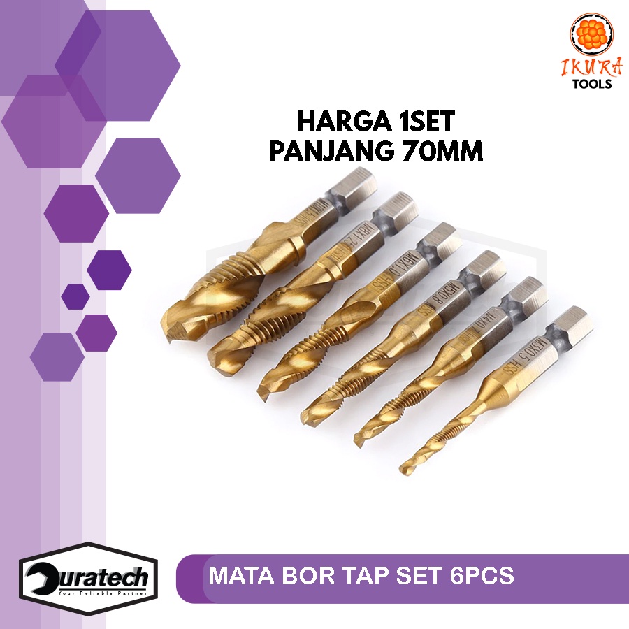Jual Mata bor pembuat ulir drat 6pcs drill tap set M3-M10 hex twist drill - Mata bor tap ulir ...