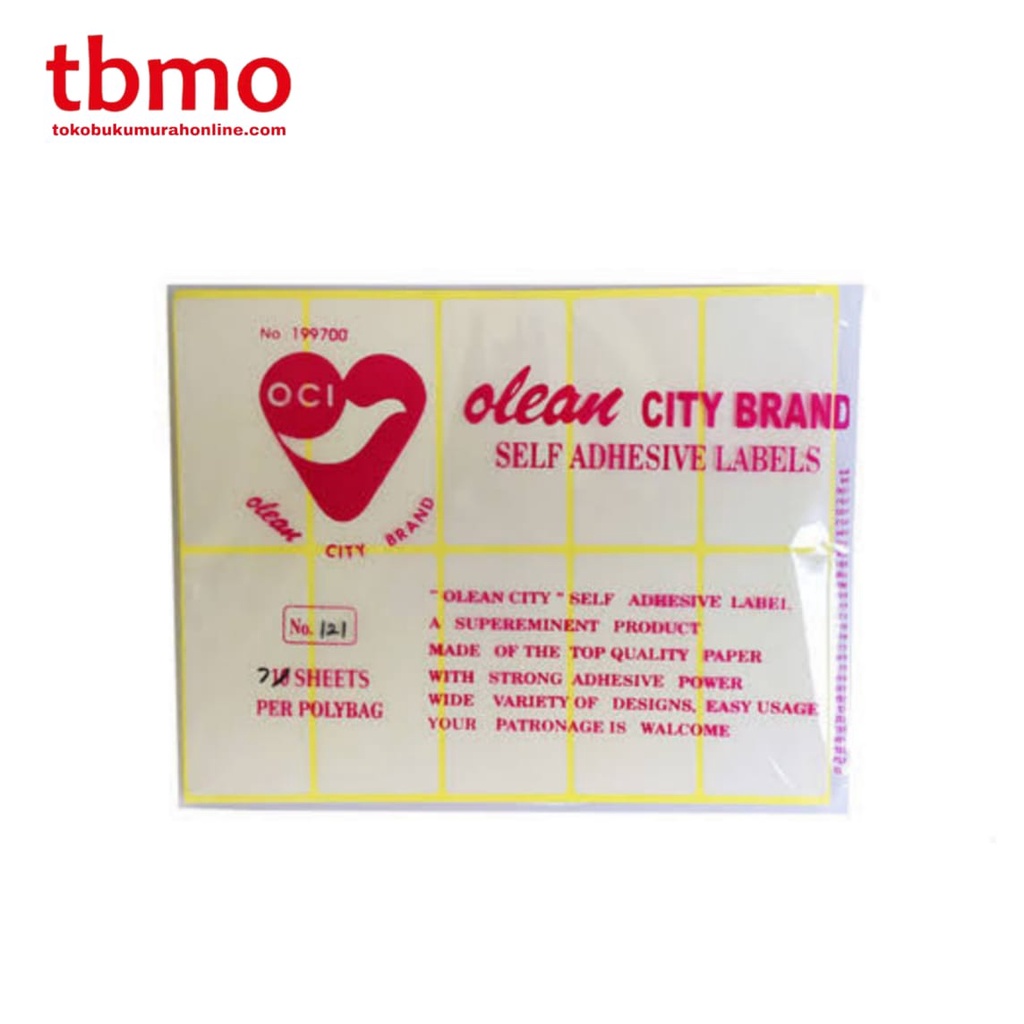 Jual TBMO LABEL OCI 121 POLOS @ 10 LBR / STICKER NAMA / HARGA | Shopee ...