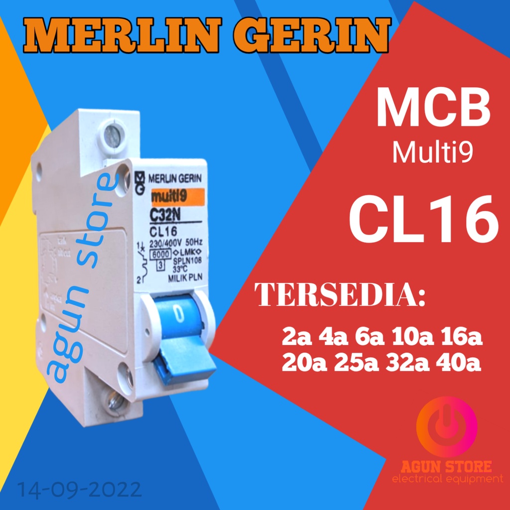 Jual MCB MERLIN GERIN 16A 16 AMPERE STANDAR PLN SPLN MULTI9 C32 CL16 ANTI JEGLEK PEMUTUS ALIRAN ...