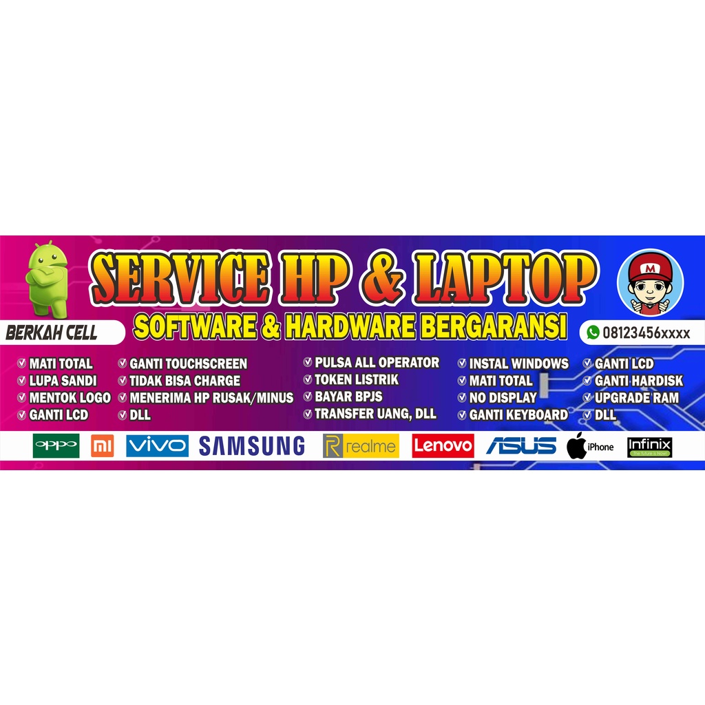 Jual Spanduk Servis HP dan Laptop 3x1 meter | Shopee Indonesia