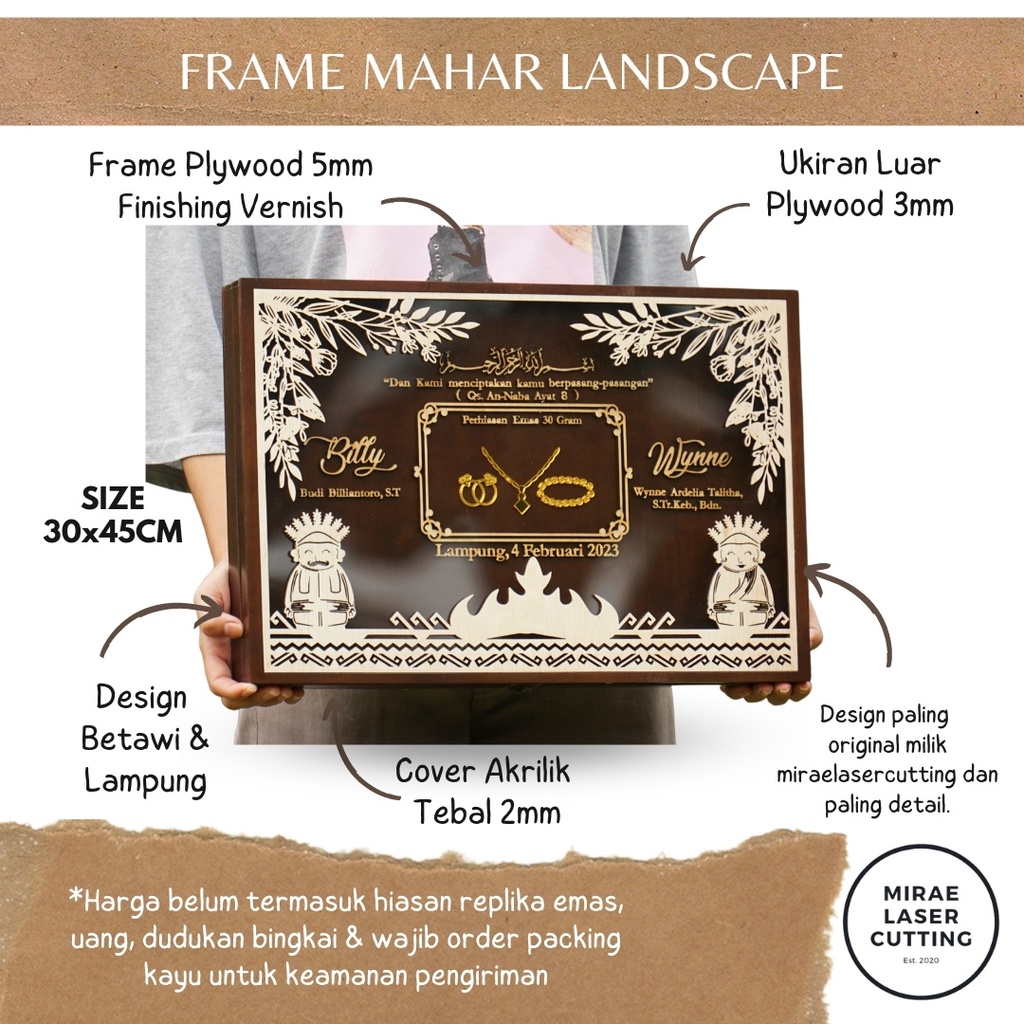 Jual Bingkai Mahar Pernikahan/ Mahar Laser Cutting / Pigura Mahar ...