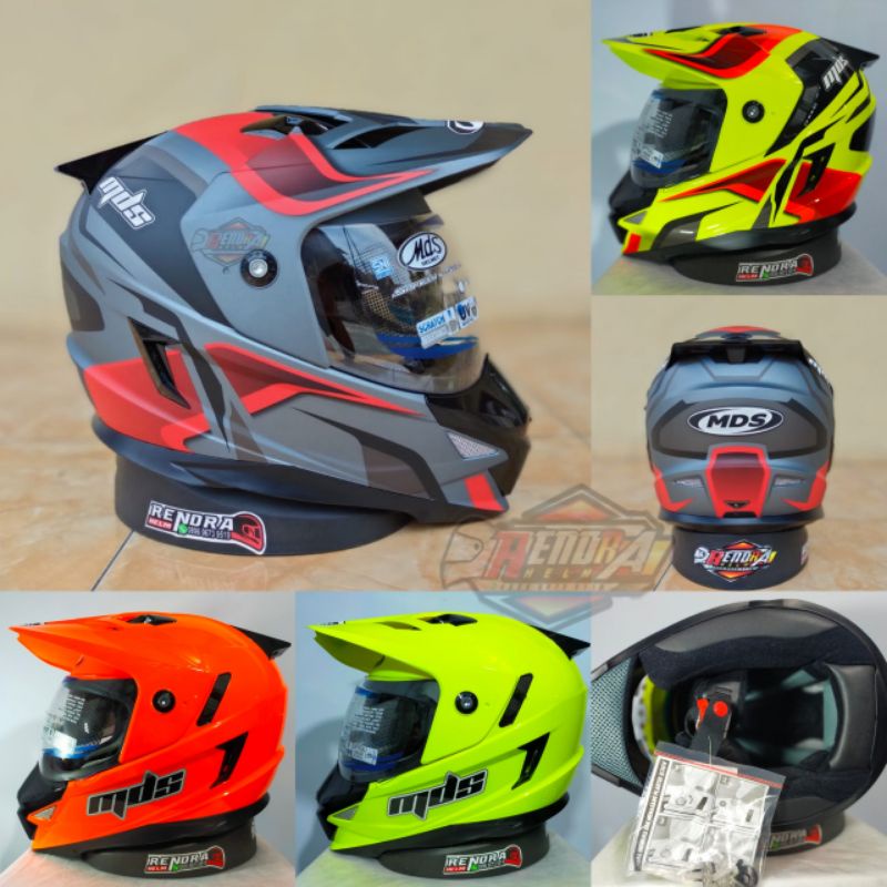 Jual Helm MDS SUPERMOTO Motif/ Solid. Original 100%. MDS Super Pro ...