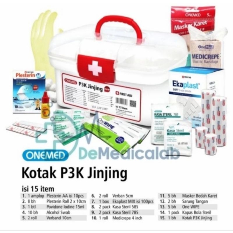 Jual Kotak P3K Plastik Jinjing merk OneMed sudah lengkap dengan isinya ...