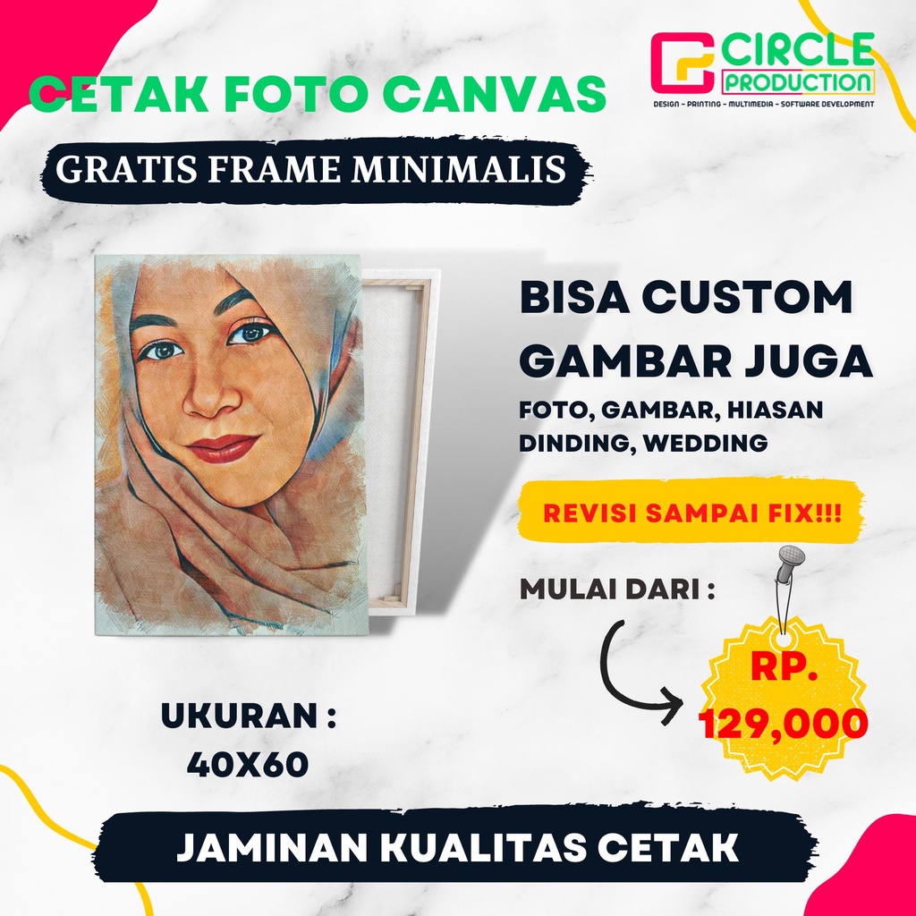 Jual CETAK FOTO CANVAS MURAH | GRATIS DESIGN | UKURAN 40X60CM | GRATIS ...