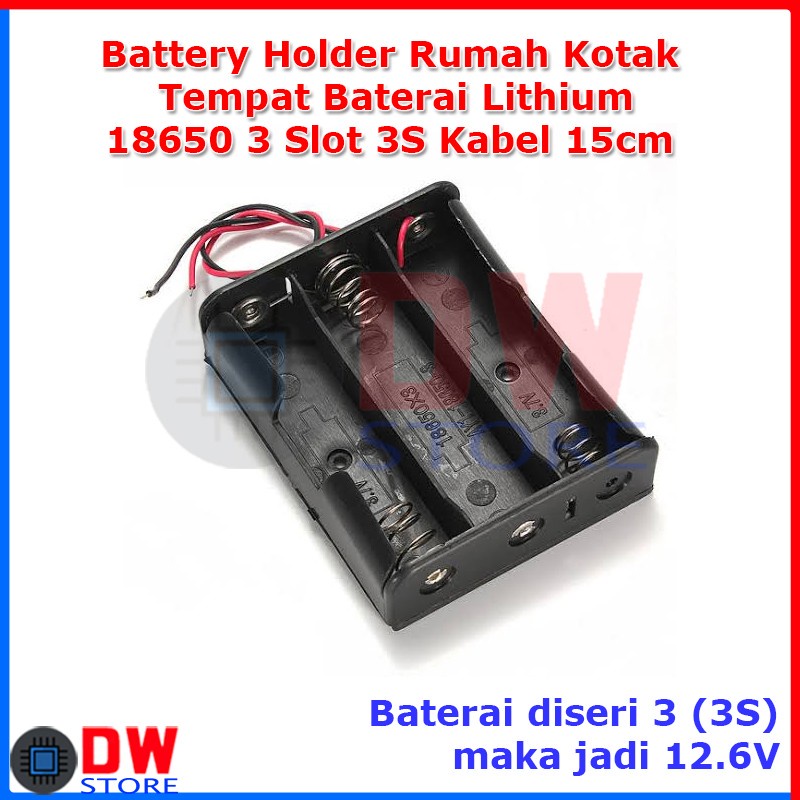 Jual BATTERY HOLDER TEMPAT KOTAK CASE BATERAI 3.7V 3X 18650 (3X ...