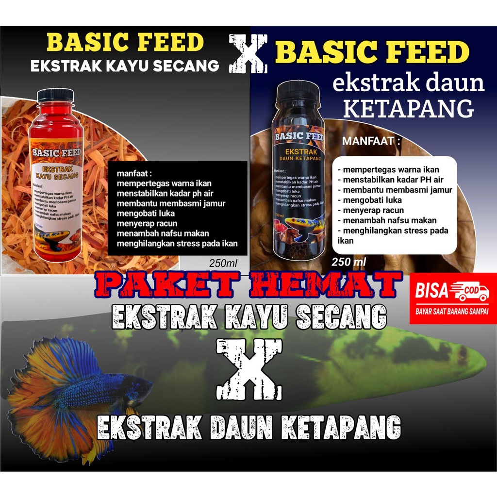 Jual EKSTRAK DAUN KETAPANG & KAYU SECANG BASIC FEED untuk ikan hias dan predator channa | Shopee ...