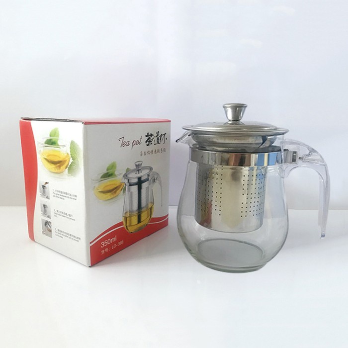 Jual Teapot Teko Kaca Tahan Panas Dengan Saringan Teh Stainless 350ml | Shopee Indonesia