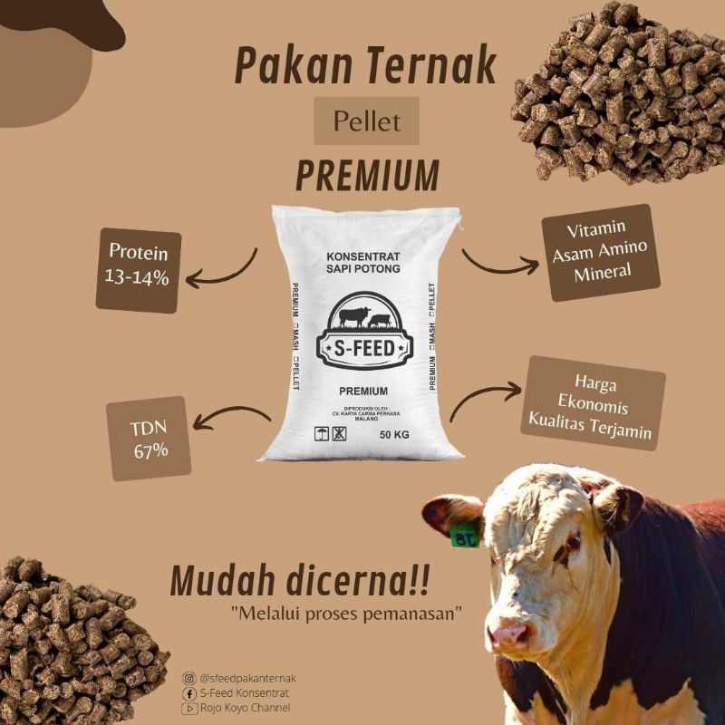 Jual Kosentrat SAPI, KAMBING, KELINCI Konsentrat S-FEED Premium Pellet kemasan 1Kg | Shopee ...