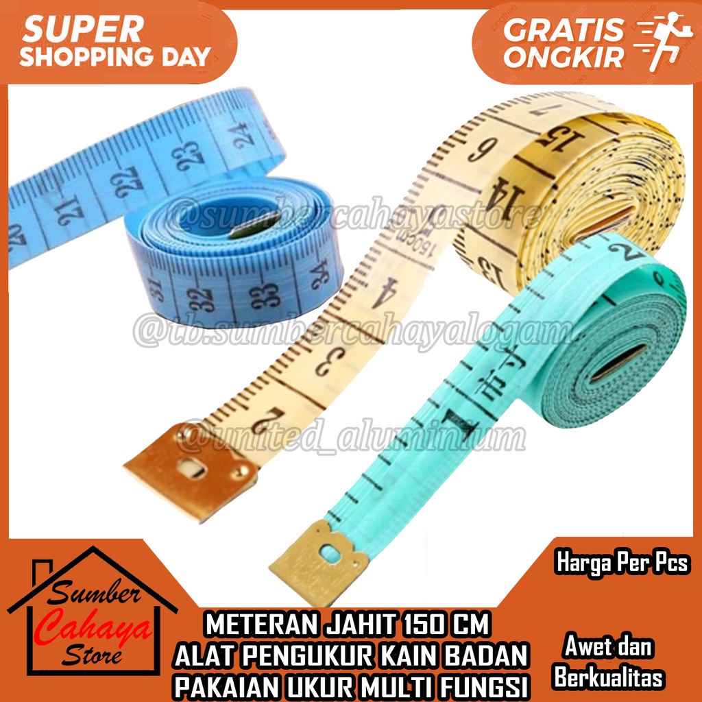 Jual METERAN JAHIT 150 CM METER KAIN ALAT PENGUKUR BADAN BAJU PAKAIAN ...