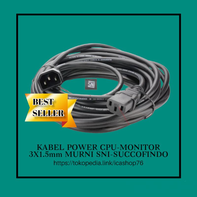 Jual KABEL POWER 10M CPU-MONITOR C13-C14 SNI 3X1.5mm | Shopee Indonesia