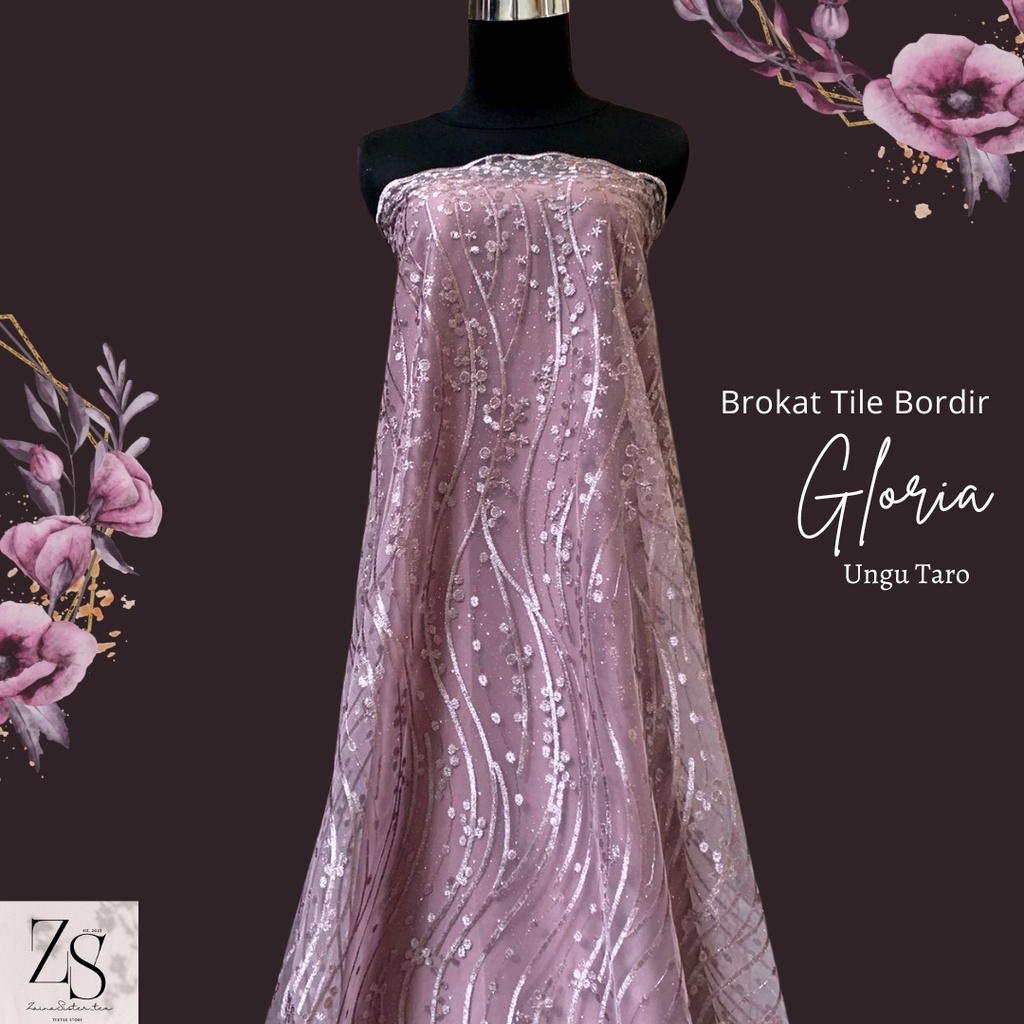 Jual Bahan Kain Brokat Tile Gloria Luxury Warna Ungu Taro Dusty Purple ...