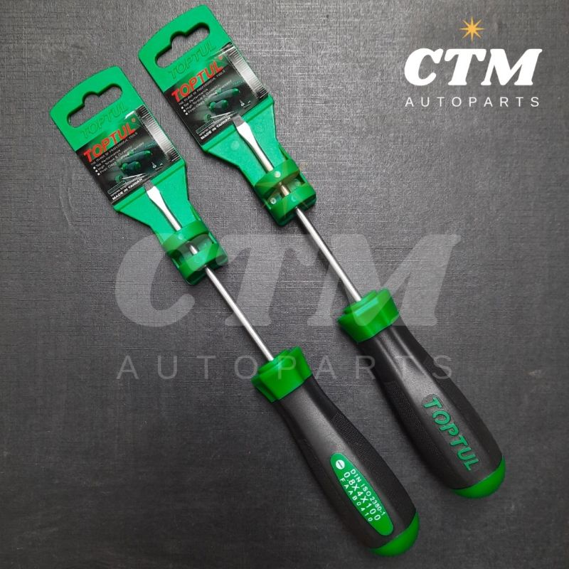 Jual TOPTUL Slotted Anti Slip Screwdriver 4 x 100 Obeng Min ...
