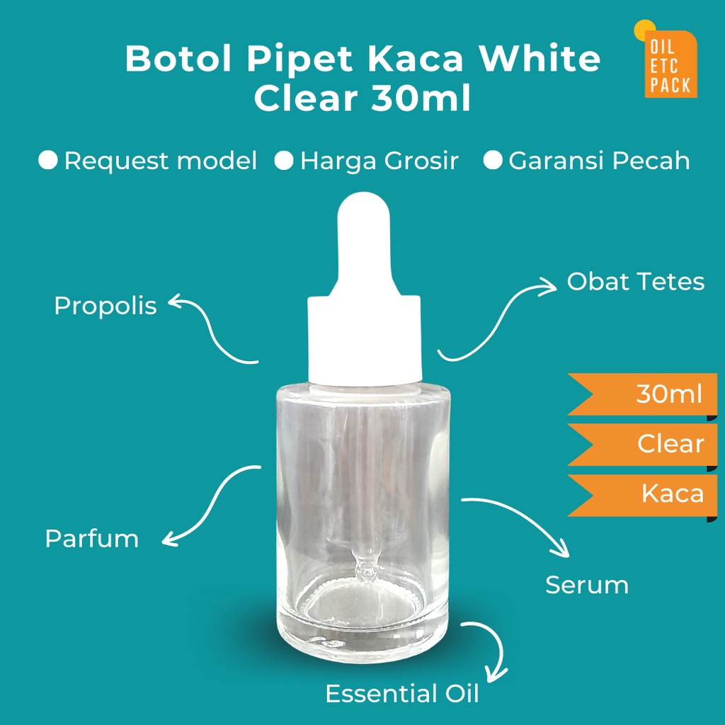Jual Botol Pipet Dropper Kaca White Clear 30ml Tebal / Wadah Kosong ...