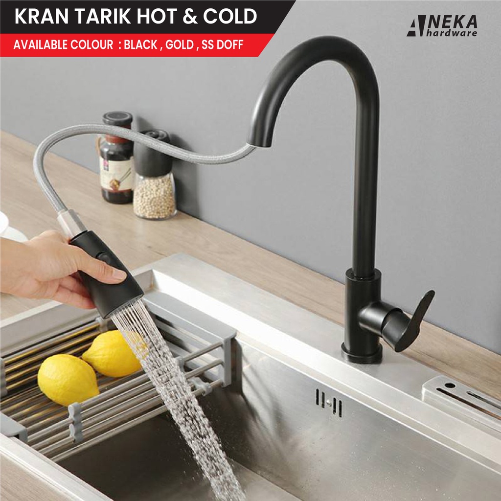 Jual Kran Sink Tarik Panas Dingin / Kran Air Wastafel Cuci Piring SS ...