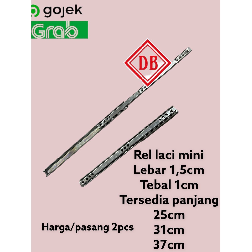 Jual HUBEN REL LACI MINI Slide /PANJANG 25cm-31cm-37cm/harga per pasang ...