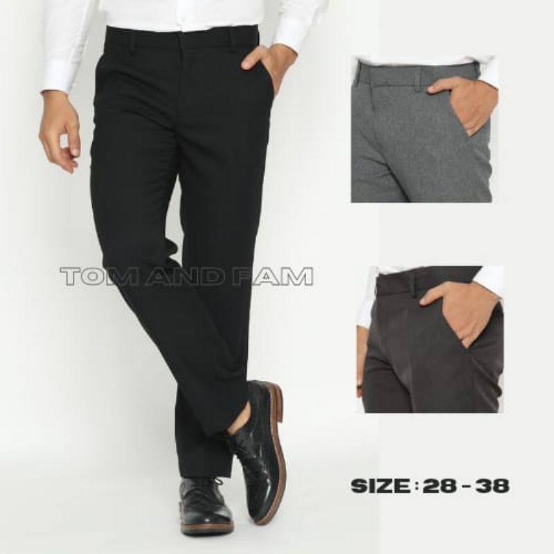 Jual CELANA KERJA KANTOR FORMAL BAHAN DASAR PANJANG SLIM FIT PRIA HITAM ABU GELAP ABU TERANG ...