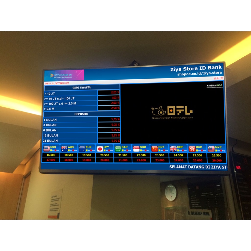 Jual [Display] Software Papan Digital Informasi Kurs dan Suku Bunga ...