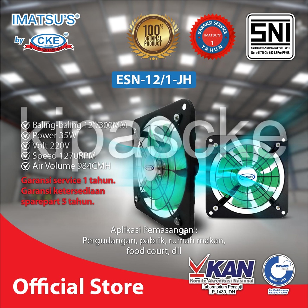 Jual Kipas Eksos 220v IMATSU 12 Inch ESN-12/1-JH Exhaust Fan Ventilasi ...