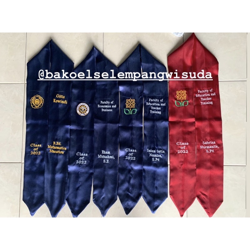 Jual Selempang wisuda leher (kain bludru 1 layer, kain satin 2 layer ...