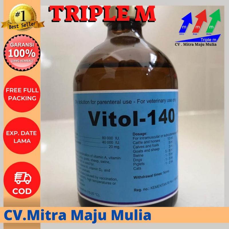 Jual Vitol 140 isi 100ml Original - Vitamin ADE Perbaiki Kondisi dan Produktivitas Hewan ...