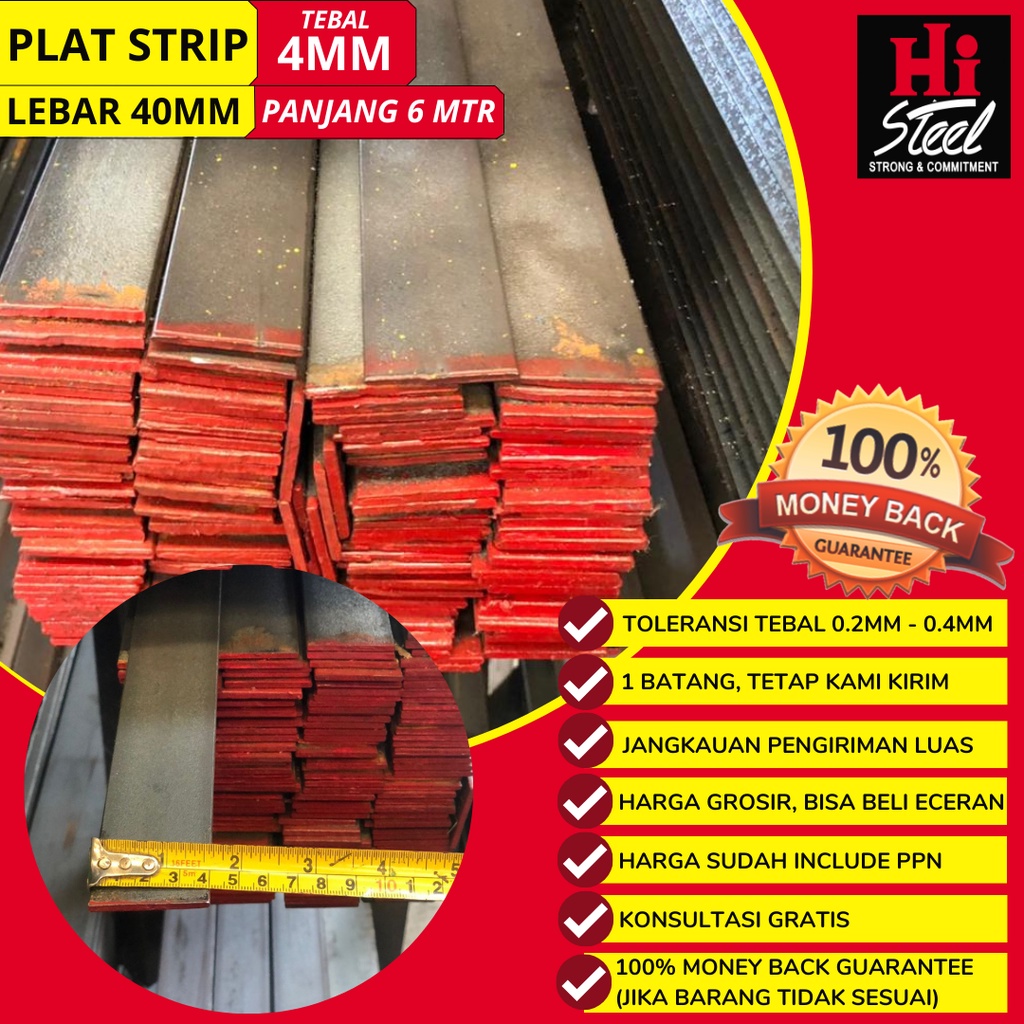 Jual Plat Strip 4mm X 4cm X 6m | Shopee Indonesia