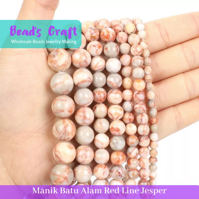 Jual Manik-Manik Batu Alam Red Line Jesper 4mm 6mm 8mm Membuat ...