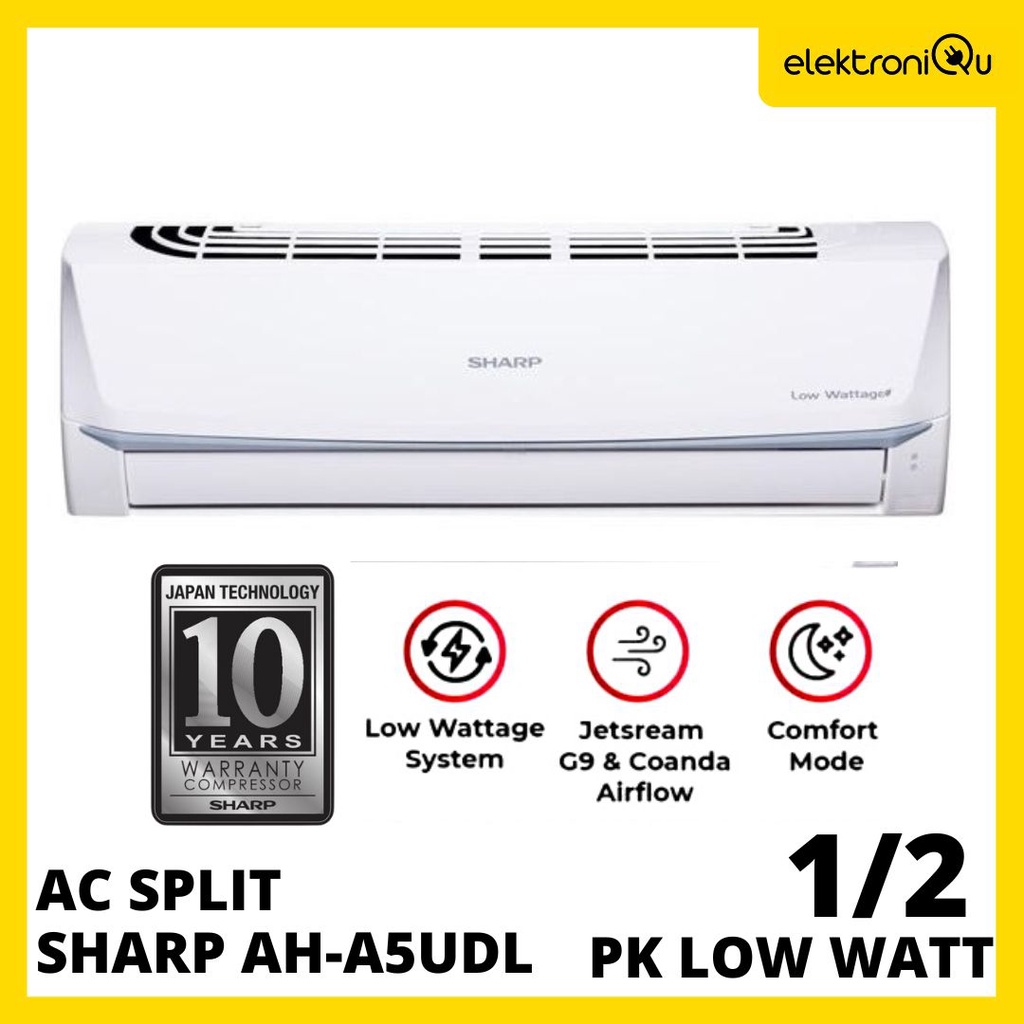 Jual AC SPLIT SHARP AH-A5UDL 1/2 PK LOW WATT ( UNIT SAJA ) | Shopee Indonesia