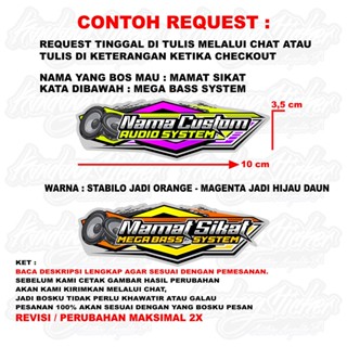 Jual Stiker AUDIO SOUND SYSTEM Custom Satuan Nama Suka Suka Sticker Custom Stiker Timbul Sticker ...