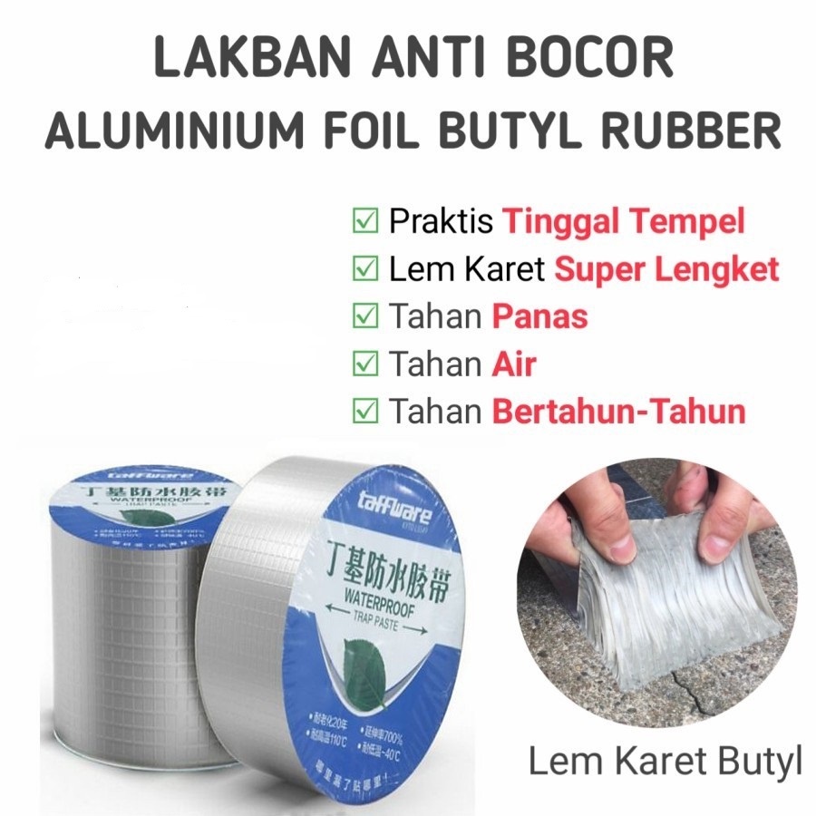 Jual LAKBAN ALUMUNIUM FOIL ANTI BOCOR TAPE BUTYL WATERPROOF TAHAN PANAS - DOUBLE TAPE | Shopee ...