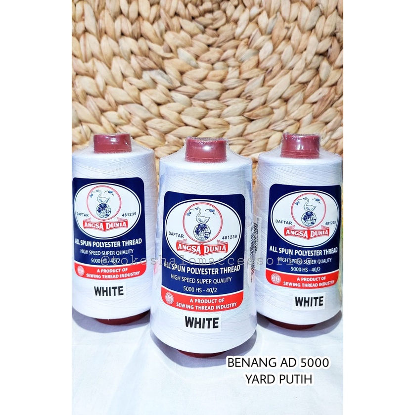 Jual BENANG JAHIT ANGSA DUNIA/ BENANG AD WHITE/ 5000 YARD | Shopee ...