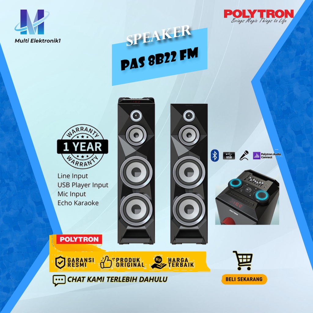 Jual PROMO POLYTRON SPEAKER AUDIO PAS 8B22 PAS8B22 USB XBR BLUETOOTH ...