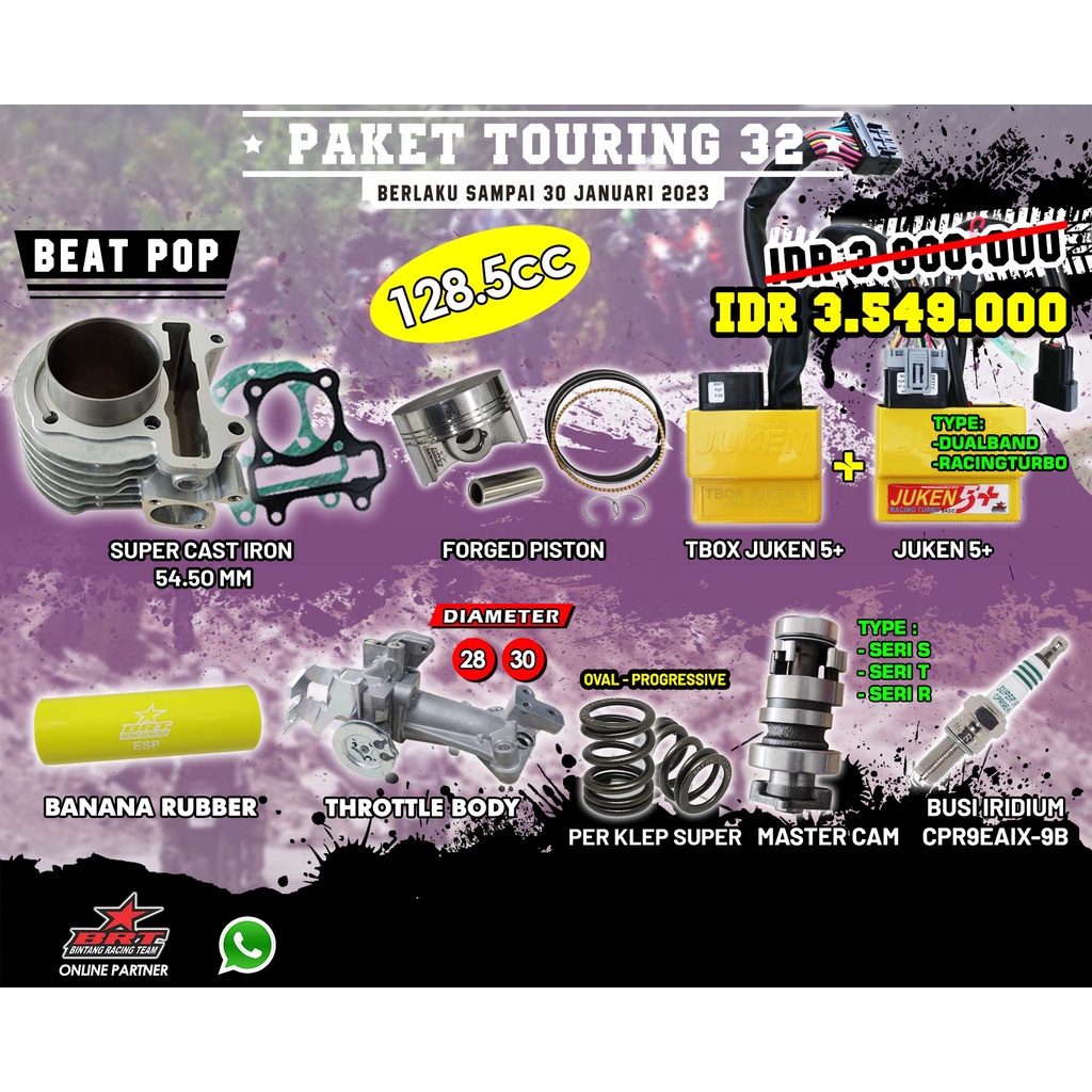 Jual PAKET TOURING 32 BEAT POP ESP - BLOK PISTON + ECU JUKEN + THROTTLE BODY BANANA RUBBER + PER ...