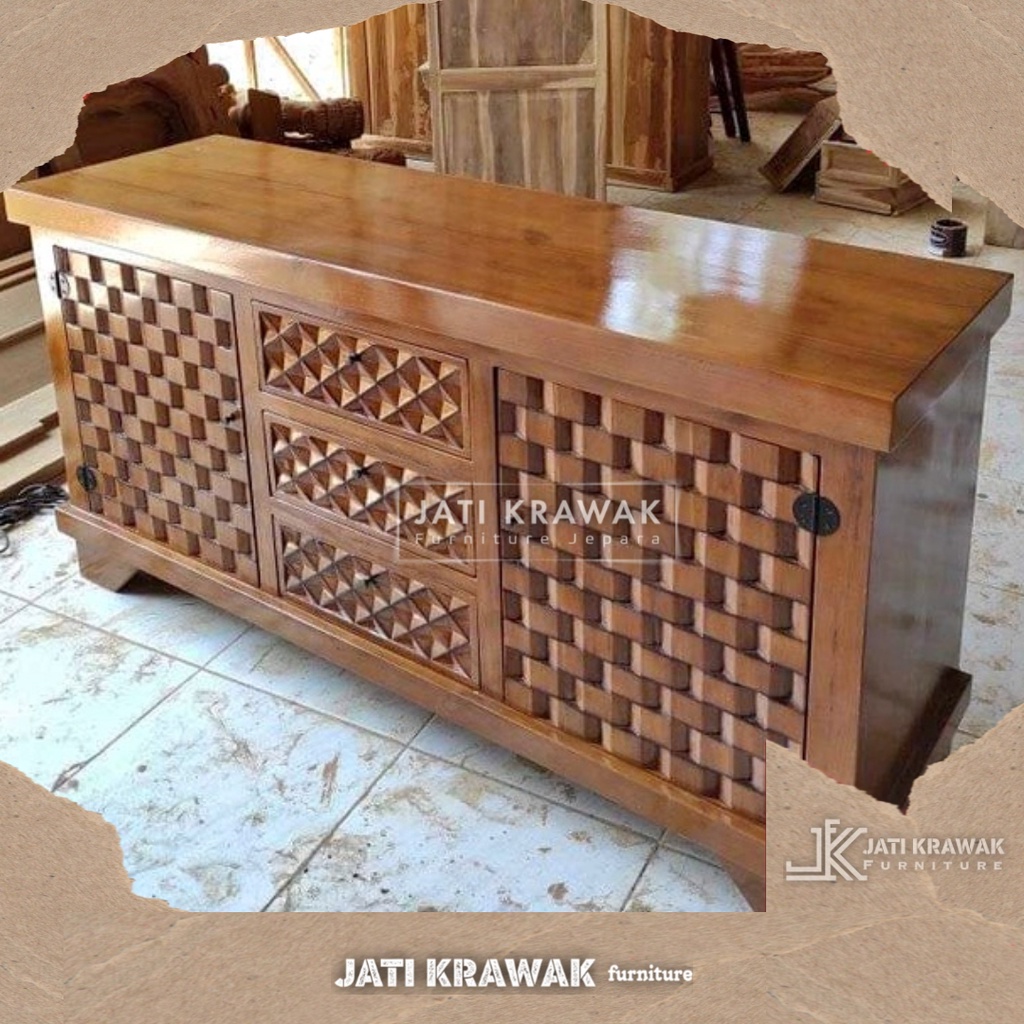 Jual Meja buffet kabinet minimalis roller kayu jati - Bufet meja tv ...