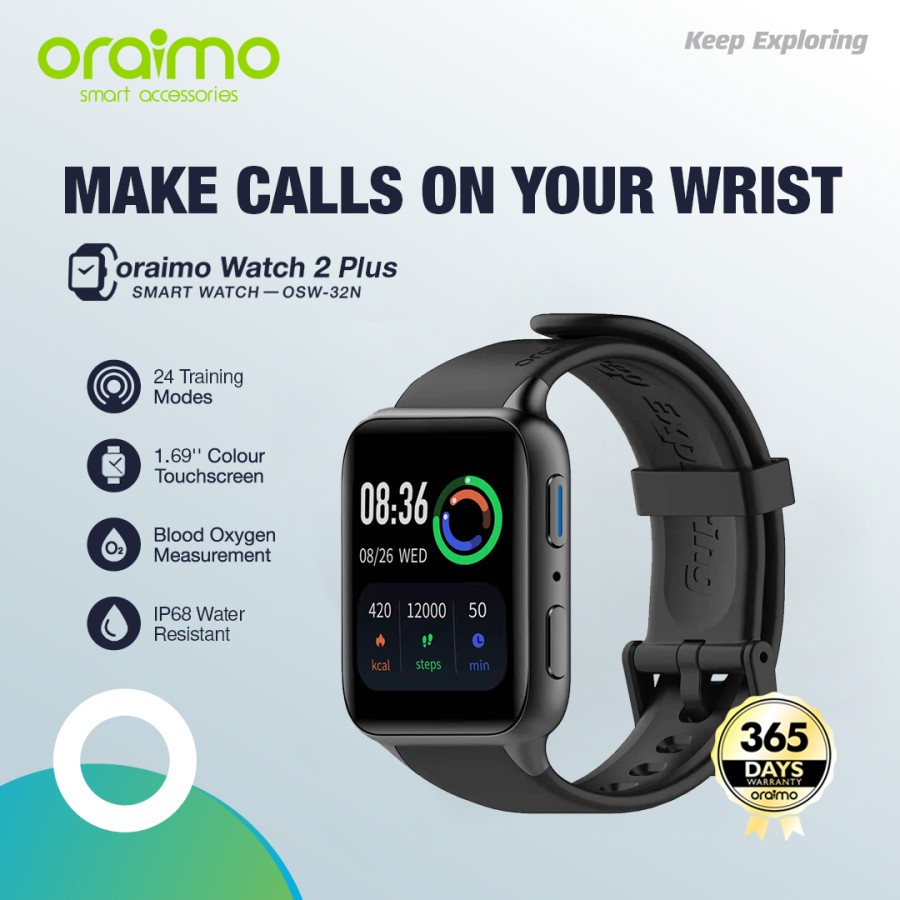 Jual Oraimo Watch 2 Plus Smart Watch / Jam Tangan Pintar BT Call - OSW ...