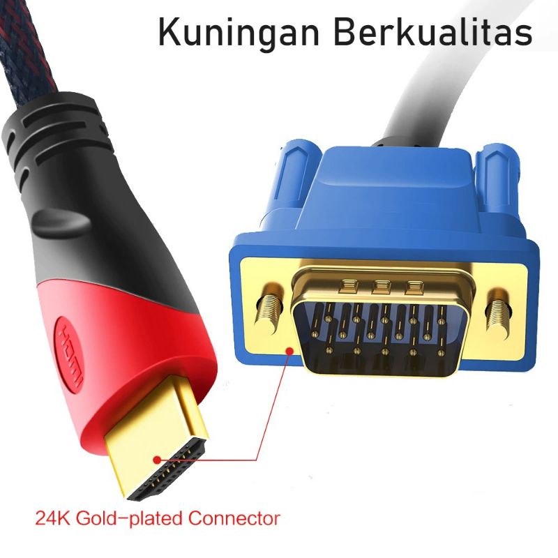 Jual Kabel HDMI to VGA 1,5 mtr | Shopee Indonesia