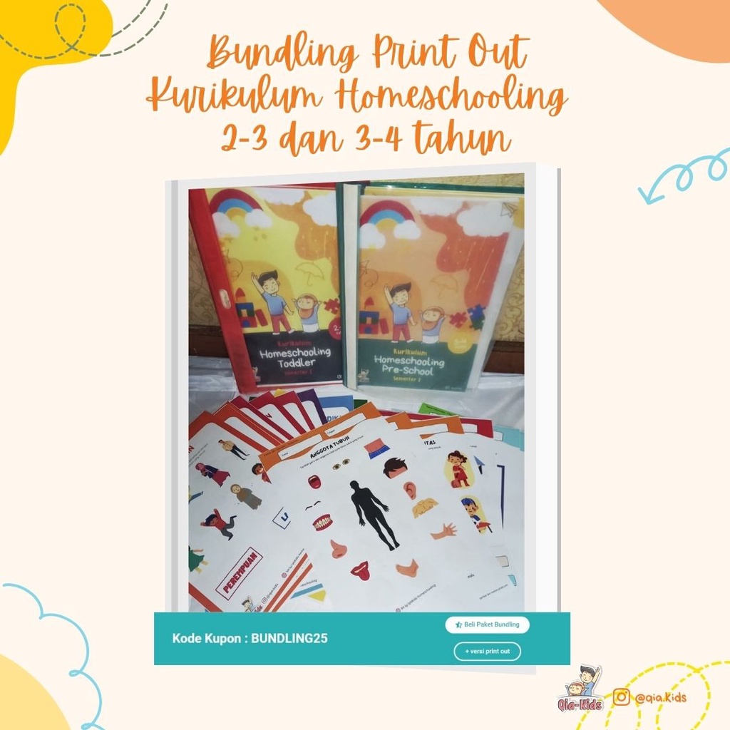 Jual [Versi Printout] Qiakids Activity Book Anak Usia Paud 2-3, 3-4 ,4 ...
