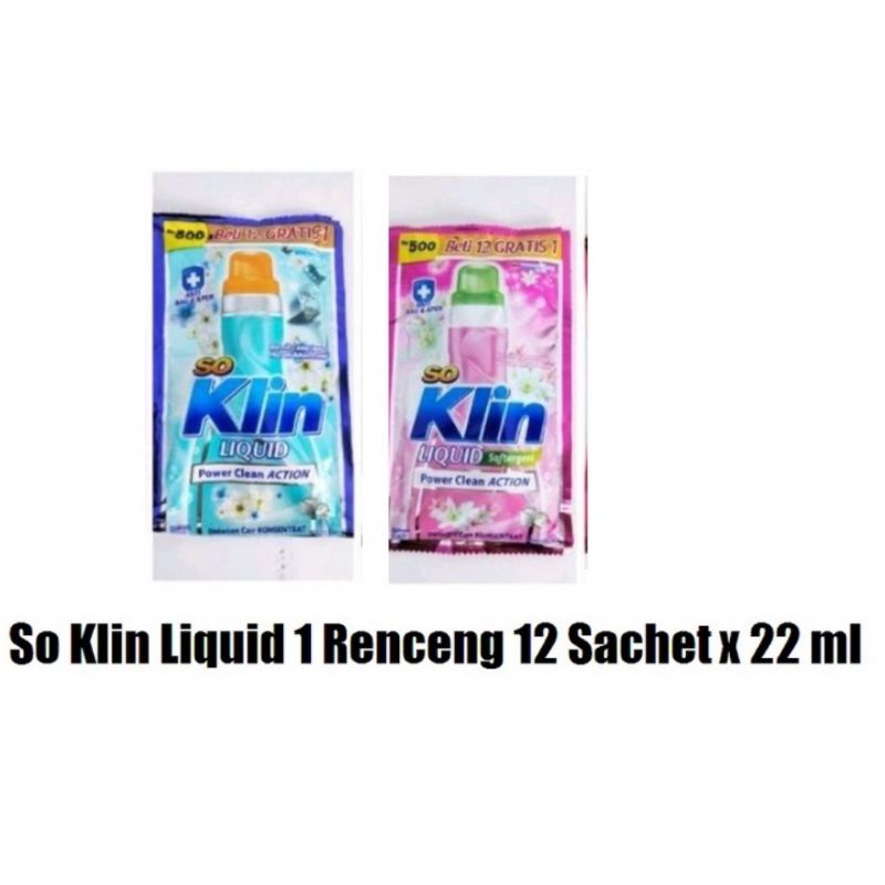 Jual So Klin Liquid 1 renceng 12 Sachet x 22ml - So Klin Liquid sachet ...