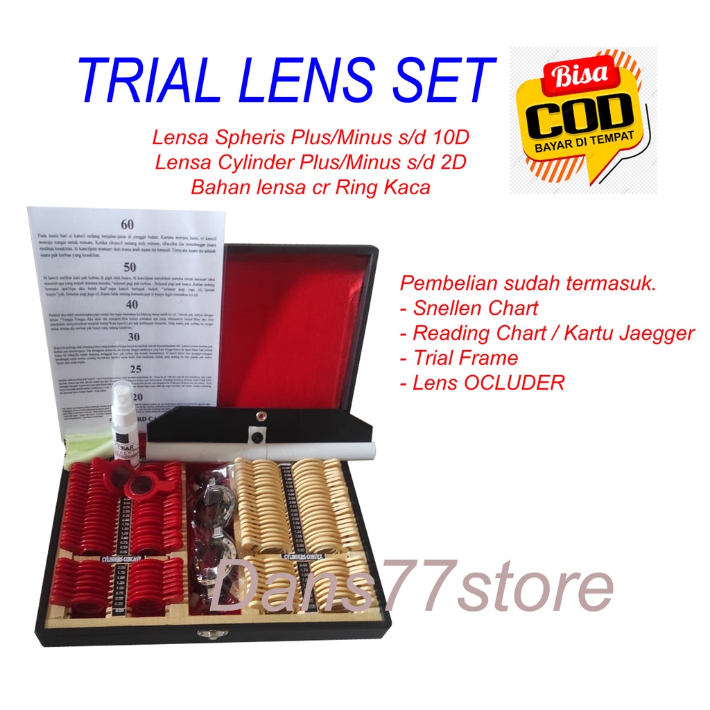 Jual Trial Lens Set Alat Priksa Mata Simple Mudah Di Bawa Snellen Chart ...