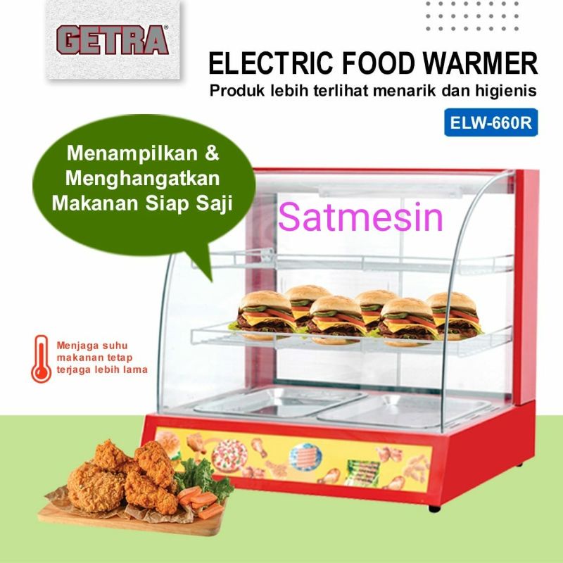 Jual mesin display penghangat makanan ELW-660R getra showcase warmer ...