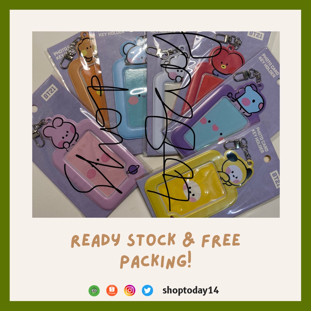 Jual BTS BT21 Photocard Photo Card Keyring Holder Minini Official RJ Cooky Tata Koya Chimmy ...