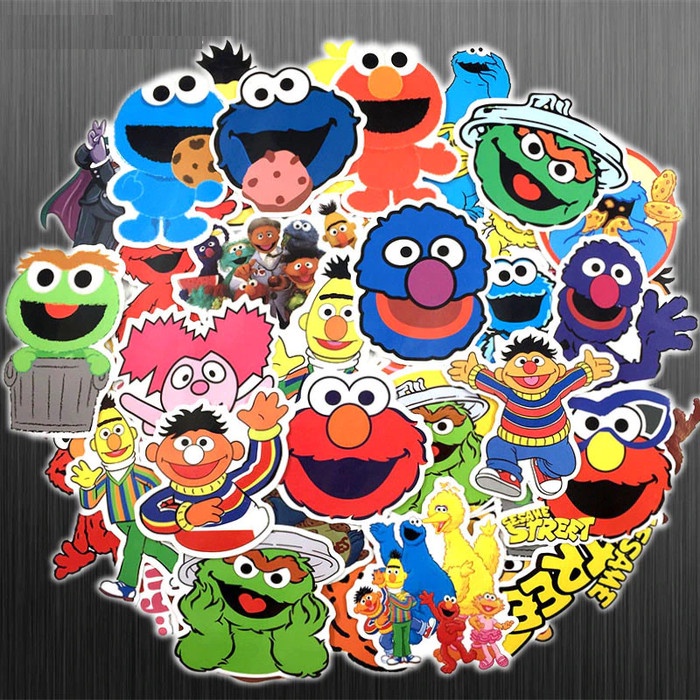 Jual Skin 50 Sticker Waterproof Sesame Street Cookie Monster Elmo Big ...